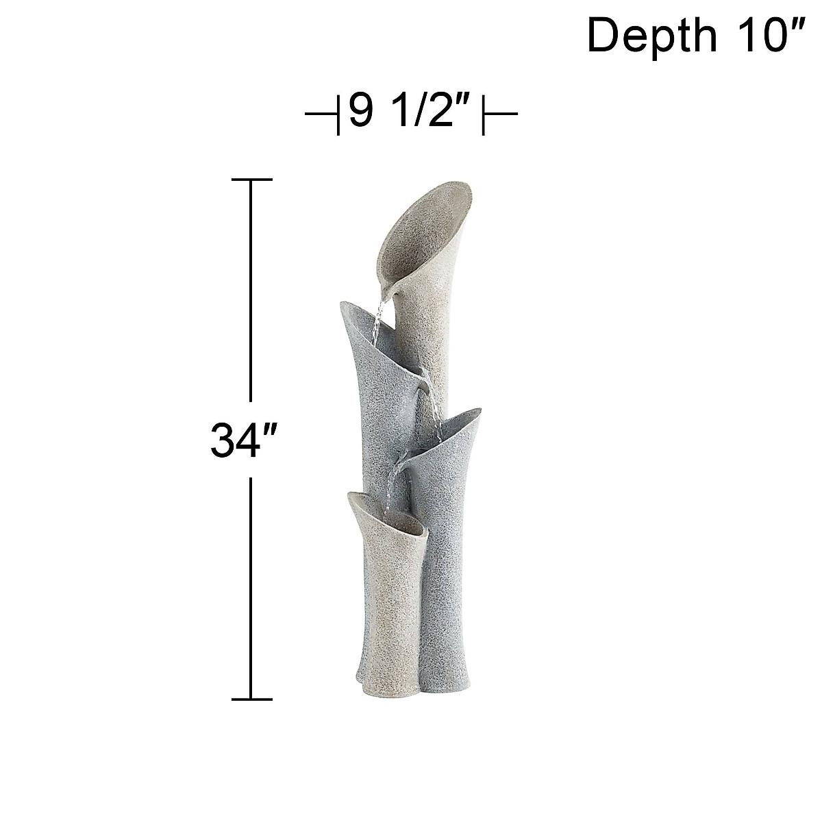 Bell Modern Zen Outdoor Floor Tiered Water Fountain 34" High Cascading Decor Faux Stone for Garden Patio Backyard Deck Home Lawn Porch House Relaxation Exterior Balcony - John Timberland