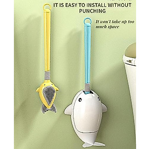 LUOWUYOU Cute Dolphin Toilet Brush, Funny Toilet Brush Silicone Toilet Brush Toilet Brush Novelty Set (Pink)
