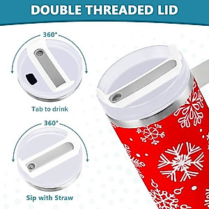 RPLIFE Various White Snowflakes 40oz Tumbler with Handle, Stainless Steel Cups with Lid, Tumblers for Women