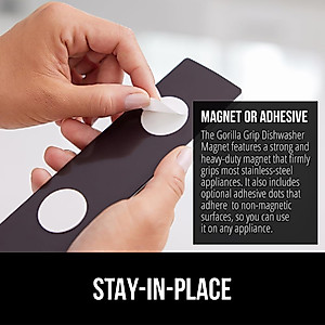 Gorilla Grip Dishwasher Clean and Dirty Magnet Sign, Optional Adhesive, Magnetic, Easy Read, Non-Scratch, Heavy Duty Shutter Slide Magnets for Dish Washer, Kitchen Accessories, 7x2, White