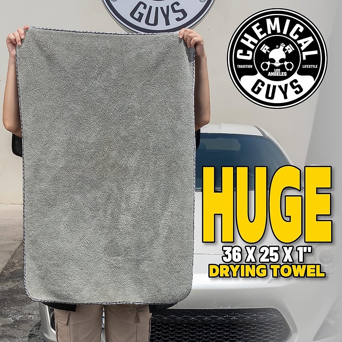 Chemical Guys MIC_1995 Woolly Mammoth Microfiber Dryer Towel, 25" x 36", Gray