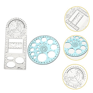 MAGICLULU 1 Set Drawing Ruler Clear Measuring Mathematics Measuring Ruler Clear Graphic Design Ruler Mathematics Measuring Circle Scale Ruler Plastic Multifunction Student Tape Measure