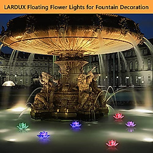 LARDUX Led Floating Candles - 4 Inch Large Flameless Floating Flower Candles Waterproof Reusable Pool Lights Battery-Operated for Swimming Pool Bathtub Fountain Decorations - Pack of 4