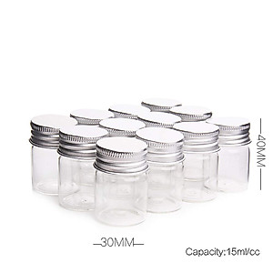 12 Pcs Empty Clear Glass Bottles with Screw Aluminum Cap Mini Container Jars for Essential Oil Powders Cream Ointments Grease Cosmetic Makeup Sample(15ml)