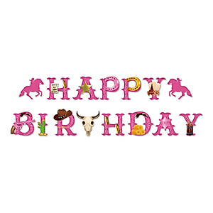 XINDE Cowgirl Themed Party Decorations Cowgirl Happy Birthday Banner, Western Cowboy Party