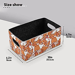 Cute Corgi Storage Basket Felt Storage Bin Collapsible Shelves Basket Decorative Baskets Organizer for Kids Bedroom Magazine