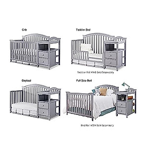 Sorelle Furniture Berkley Crib and Changer with Slat Panel Back Classic -in- Convertible Diaper Changing Table Non-Toxic Finish Wooden Baby Bed Toddler Childs Daybed Full-Size Nursery - Gray