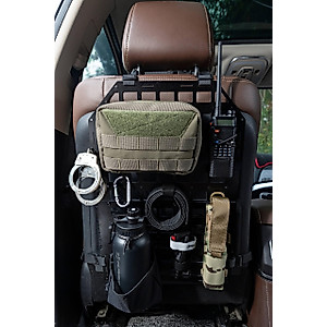OneTigris Molle Seat Back Organizer, Tactical Rigid MOLLE Car Panel, Fiberglass Universal Car Seat Cover Back Seat Organizer for Vehicles Trucks Cars Mount Rack for Modular Storage & Display