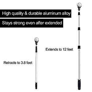 HOW TRUE Golf Ball Retriever, 12ft 15ft 18ft Aluminum Alloy Golf Ball Retriever Telescopic for Water Golf Ball Picker Grabber Golf Accessories Golf Gift (12ft)