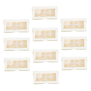 UPKOCH 10pcs Boxes Cake Muffin Box Disposable Food Containers Clear Cake Box Mini Cake Boxes Paperboard Paper Gift Boxes Paper Cookie Boxes Pastry Packaging Box Cake Container Cupcake Box