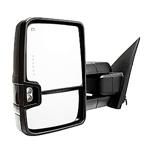 MOTOOS Towing Mirrors Replacement for 2015 2016 2017 2018 Chevy Silverado GMC Sierra 1500 2500 HD 3500 HD Power Heated Manual Telescoping with Smoked LED Turn Signals Rear View Side Tow Mirrors Pair