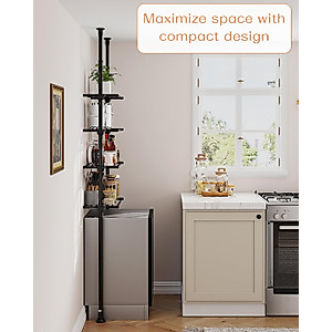 ALLZONE Adjustable Over The Toilet Storage Shelf, 4-Tier Ample Over Toilet Bathroom Organizer and Storage,Tension Mounted Above Toilet Storage Cabinet for Versatility, Fits 64-113 Inch Heights, Black