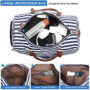 Oflamn Canvas Weekender Bag Large Overnight Bag for Women 47L/21'' Travel Duffel Bag with Shoes Compartment with Toiletry Bag for Travel Business Sport Getaways