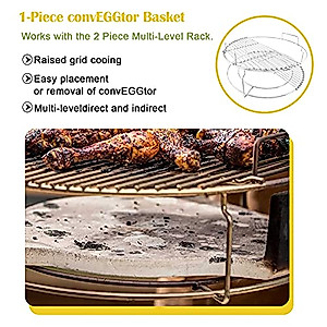 KAMaster 3 Tier 5 Piece EGGspander Replacement Kit for Large Big Green Egg,Stainless Steel Grill Stack Rack with Removable Cooking System,BBQ Grill Basket Grill Expander Rack Ultimate Set Fit L BGE