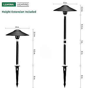 Lumina Lighting® 3W Landscape Path Lights - Low Voltage Cast-Aluminum Outdoor Pathway Light and Area Light 3000K - 12V Waterproof - G4 LED 3W Lighting for Yard Garden Pathway (Black, (8-Pack))
