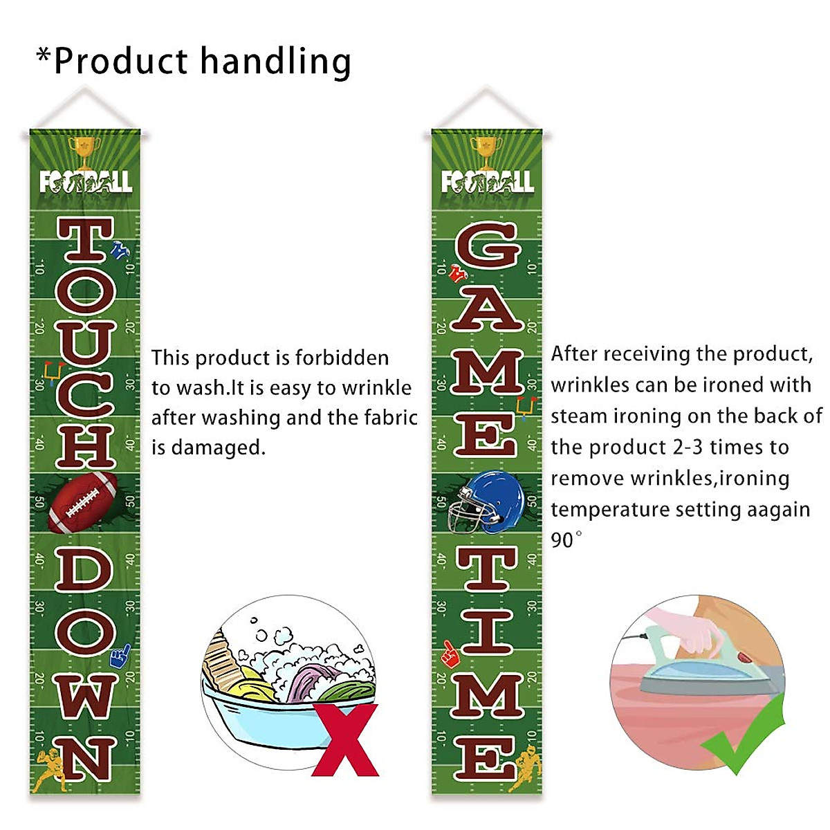 Football Banner Welcome Porch Sign - Door Hanging Banner for Game Day Sports Party Decorations