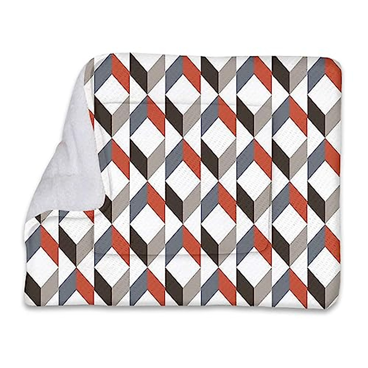 Charcoal Grey White Soft Warm Pet Throw Blanket for Pet Geometric Triangles Squares for Pets Beds Pets Blankets and Kennel Red Black 14" x 18"