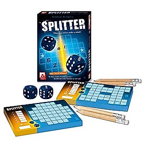 Splitter Dice Game - A Symmetrical Challenge of Numbers and Strategy, Roll-and-Write Puzzle Game, Family Game for Kids and Adults, Ages 8+, 1-12 Players, 15 Minute Playtime, Made by Pandasaurus Games