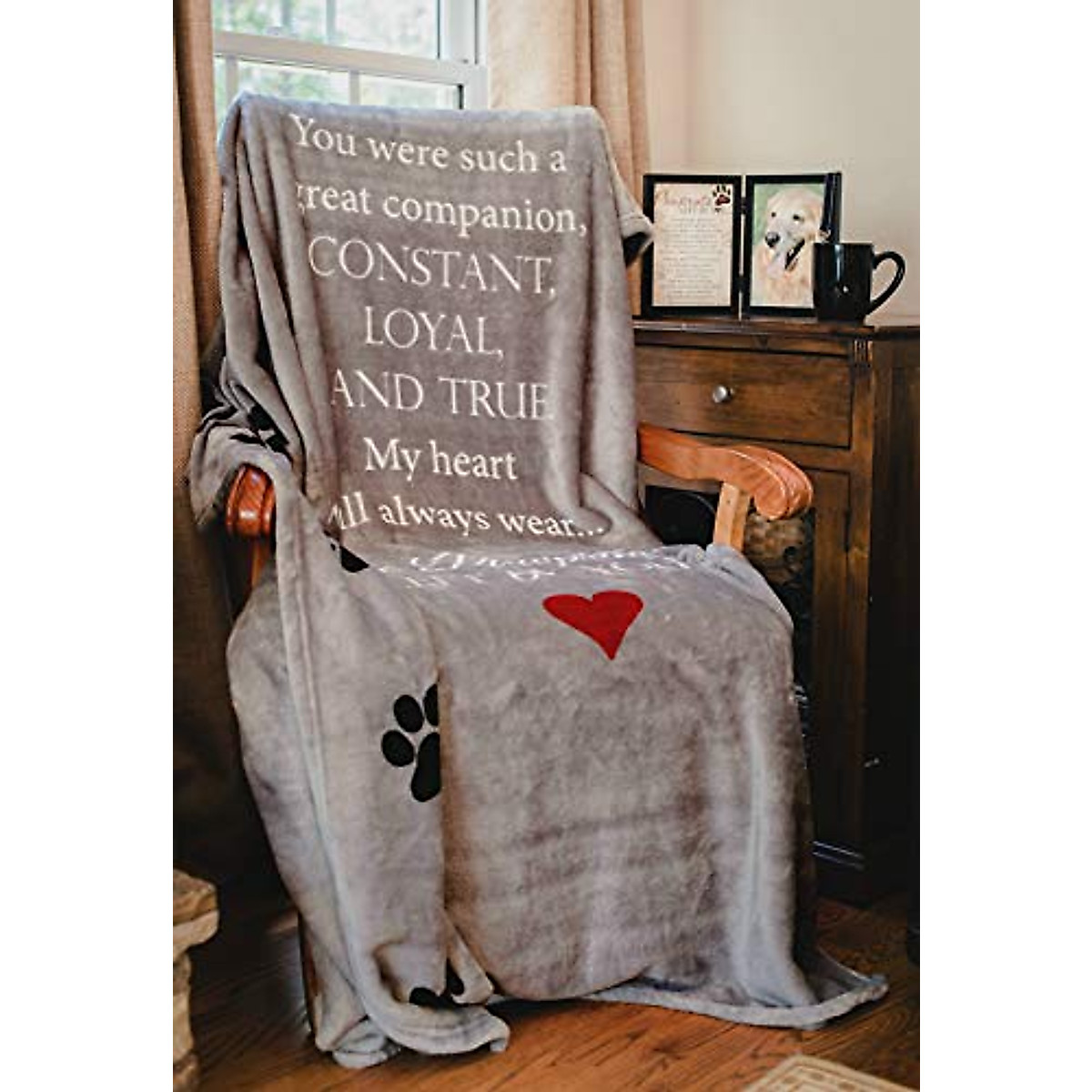Pawprints Left by You Pet Memorial Blanket with Heartfelt Sentiment - Comforting Pet Loss/Pet Bereavement Gift (Non Personalized)
