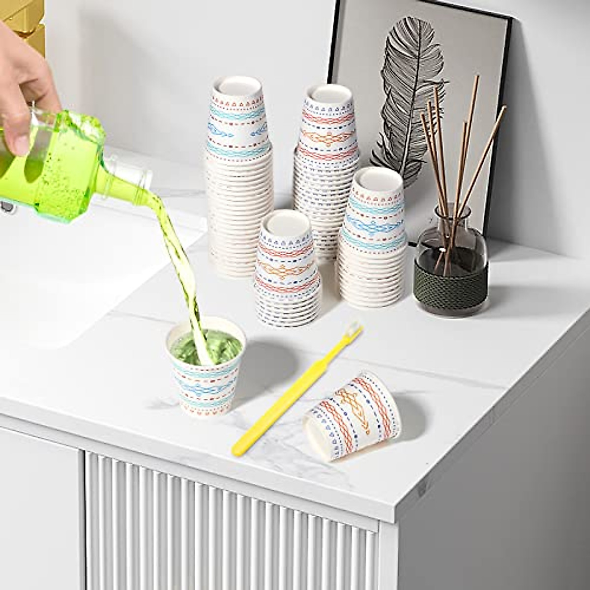 Grotreco 3oz Disposable Bathroom Cups, 300 Pack Small Paper Cups, Mini Mouthwash Cups, Paper Espresso Cups, Drinking Cups for Water, Juice, Coffee, Perfect for Party Home and Office
