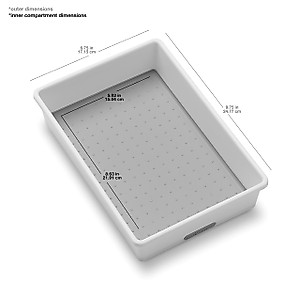 Madesmart Plastic Multipurpose Storage Organizer Bin for Drawers, Low-Profile Storage Bin Drawer Organizer, White