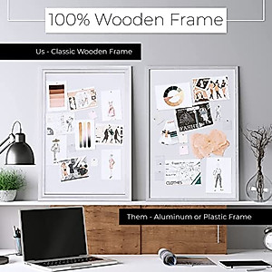 SKL Products Cork Board - 30" x 20" Large, Framed, White Bulletin Board for School, Home, Kitchen & Office Walls