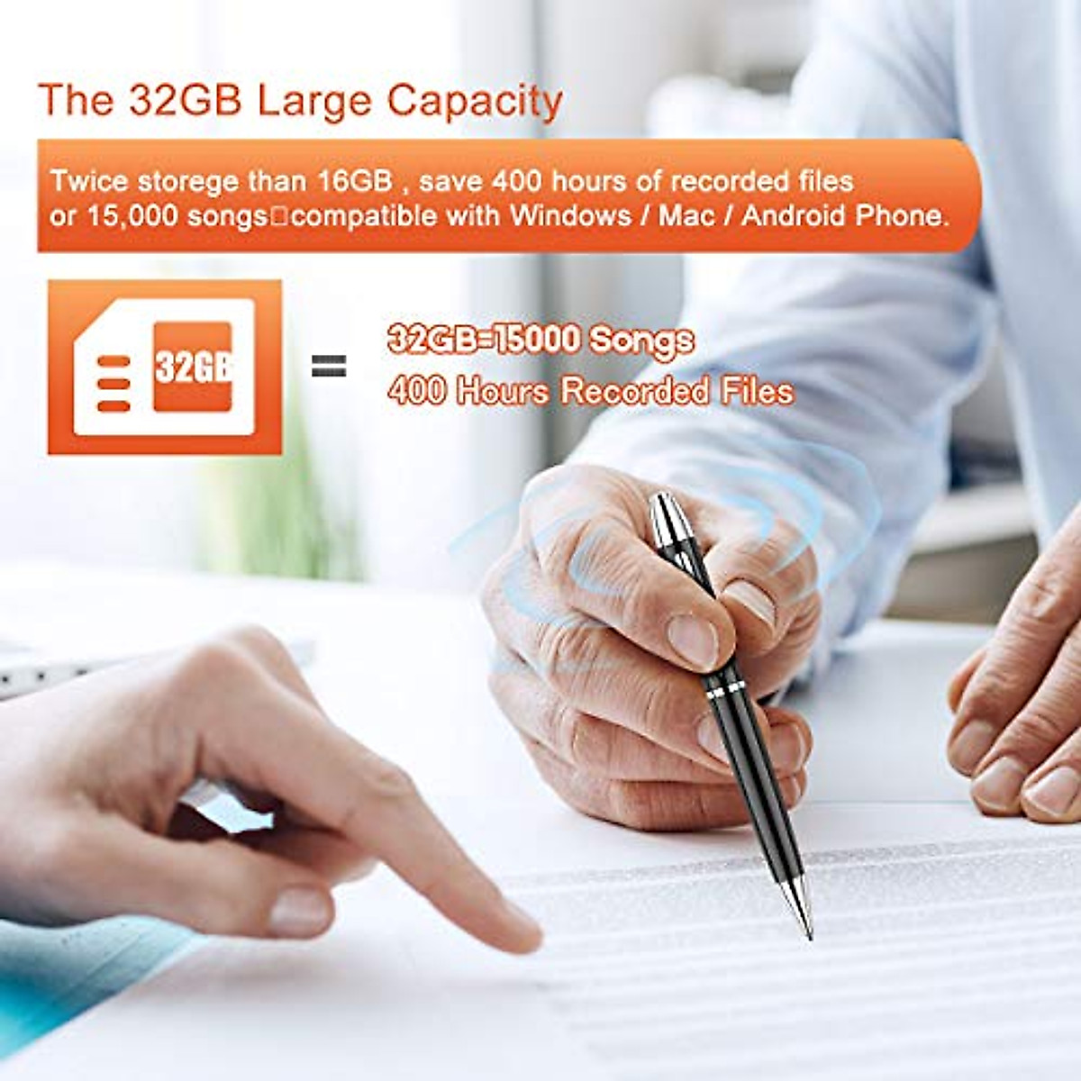 32GB Digital Voice Recorder - Voice Activated Recorder for Lectures Meetings Classes, Audio Recording Device Audio Recorder Portable USB MP3 Playback