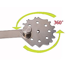 Stainless Steel BBQ Grill Scraper, 360° Adjustable Grill Carbon Grate Cleaner, Wooden Handle Metal Barbecue Grill Cleaner Tool Grill Scraper with Bottle Opener Works with Most Grill Grates