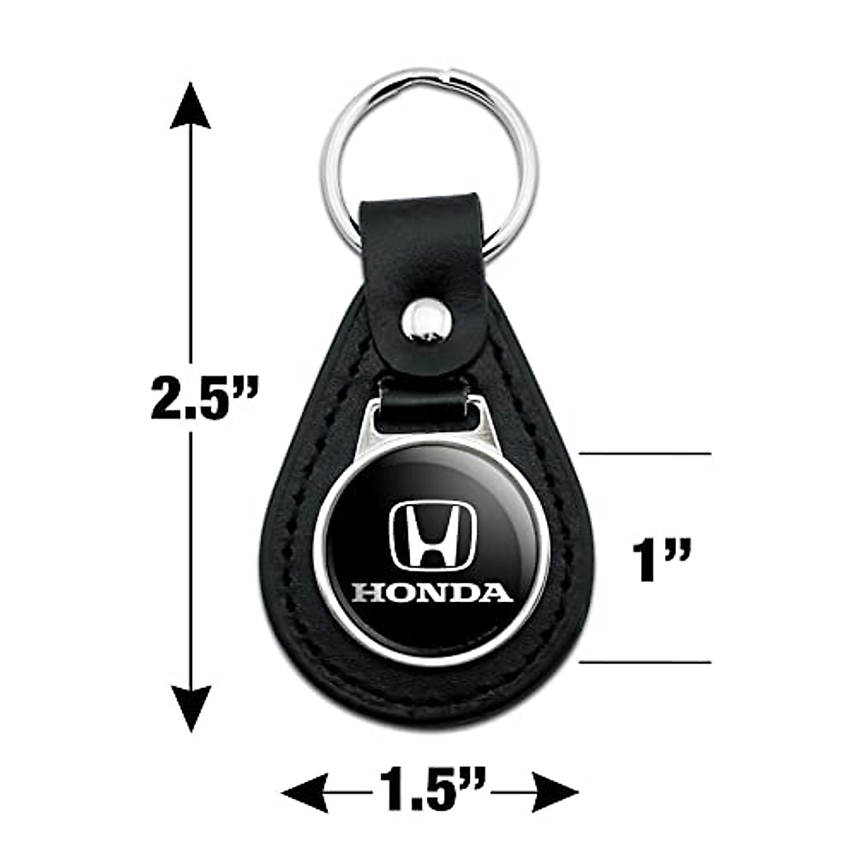 Black Leather Honda Logo Keychain