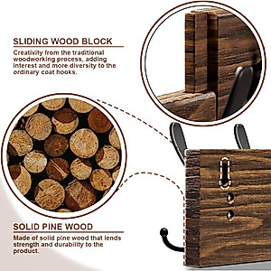 U-Chain Coat Rack Wall Mount - Wooden Wall Coat Rack with 8 Tri Metal Hooks for Hanging Coats, Backpacks and etc. 28 Inch Coat Hooks Wall Mounted for Mudroom Farmhouse Entryway.