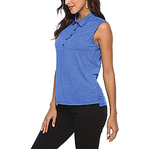 AIRIKE Golf Polo Shirts for Women Sleeveless Summer Sports Athletic Fashionable Workwear-Quick Dry Womens Tank Tops B-Blue
