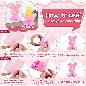 12 Pieces Baby Gender Reveal Honeycomb Table Centerpieces 3D Gender Reveal Hanging Decoration Gender Reveal He or She Boy or Girl Baby Shower Pregnancy Announcements Decor Newborn Party Supplies