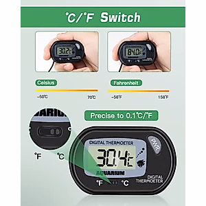 Zacro Petbank Digital Aquarium Thermometer, Fish Tank Thermometer, Water Thermometer with Large LCD Display, Reptile Thermometer for Fish Tank Water Terrarium
