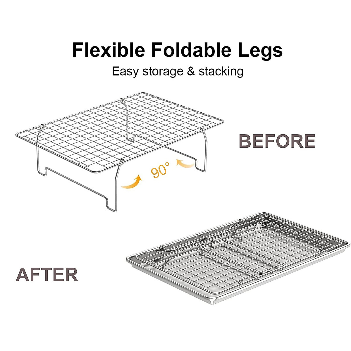 Blackhoso 3-Tier Cooling Rack with Baking Sheet for Cookies Cakes Pies, Baking Jerky Rack 304 Stainless Steel, Oven & Dishwasher Safe