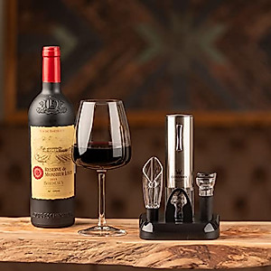 Premium Electric Wine Bottle Opener with Charging Base, Quality Italian Design, Wine Accessories Set, Corkscrew Opener, Display Charging Station, an Unique Gift for Wine Lovers