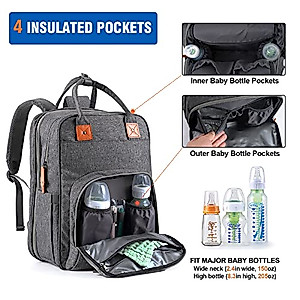 Extra Large Diaper Bag For 2 Kids, 35L Expandable Twin Diaper Bag Backpack For Travel/Shopping, Easy Access Design / 4 Big Insulated + 2 Wet Cloth Pocket For 2 Babies / Waterproof/Back Support Cushion