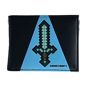Minecraft Diamond Sword in blue light Bi-Fold Faux Leather Wallet
