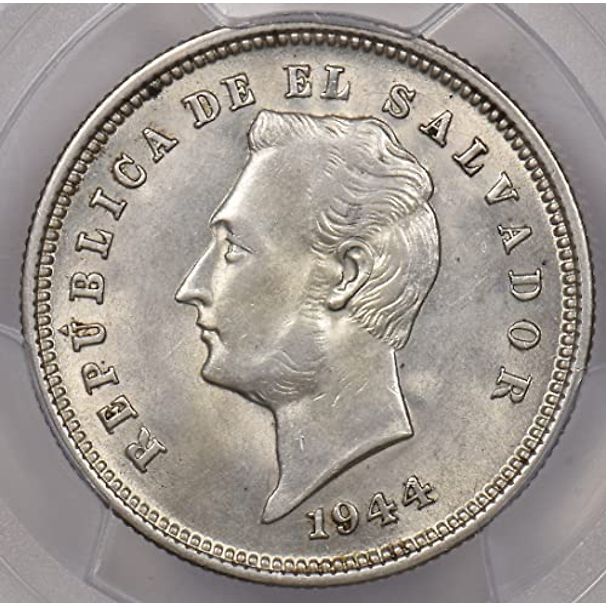 1944 SV El Salvador 1944 25 Centavos PCGS AU 58 PI0060 DE FAIR