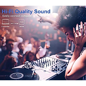 NC XQIN 3.5mm 1/8" TRS to Dual 6.35mm 1/4" TS Mono Stereo Y-Cable Splitter Cord Compatible for iPhone, iPod, Computer Sound Cards, CD Players, Multimedia Speakers and Home Stereo Systems 30FT