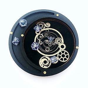 C4Labs 7.25" Padded Vegan Leather Eclipse Dice Tray - Celestial Clockwork