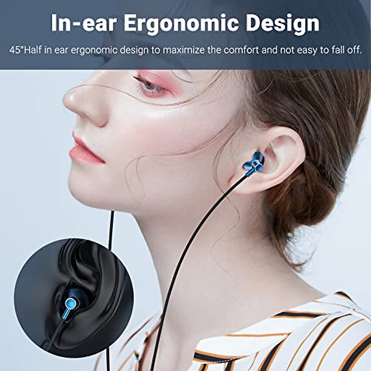 COOYA USB C Headphones for Samsung S23 S22 Flip 4 3 A53 S21 S20 Note 20 Ultra Type C Wired Earbuds with Mic Volume Control Metal Shell HiFi Stereo in-Ear Earphones for iPad Air 5th Mini 6 Pixel 6 Pro