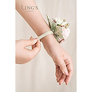Ling's Moment Dusty Rose Wrist Corsages for Wedding(Set of 2), Corsages for Prom, Mother of Bride and Groom, Prom Flowers