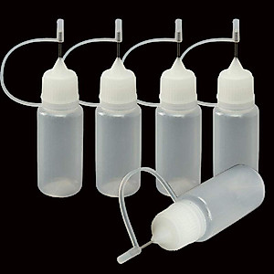 AKOAK 12 Pcs PE Plastic Squeezable Dropper Bottles with Needle Tip Caps for Glue/Liquid/Oil,Capacity 10ml (White cap)