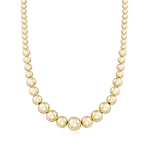 Ross-Simons Italian 6-14mm 18kt Gold Over Sterling Silver Bead Graduated Necklace. 20 inches
