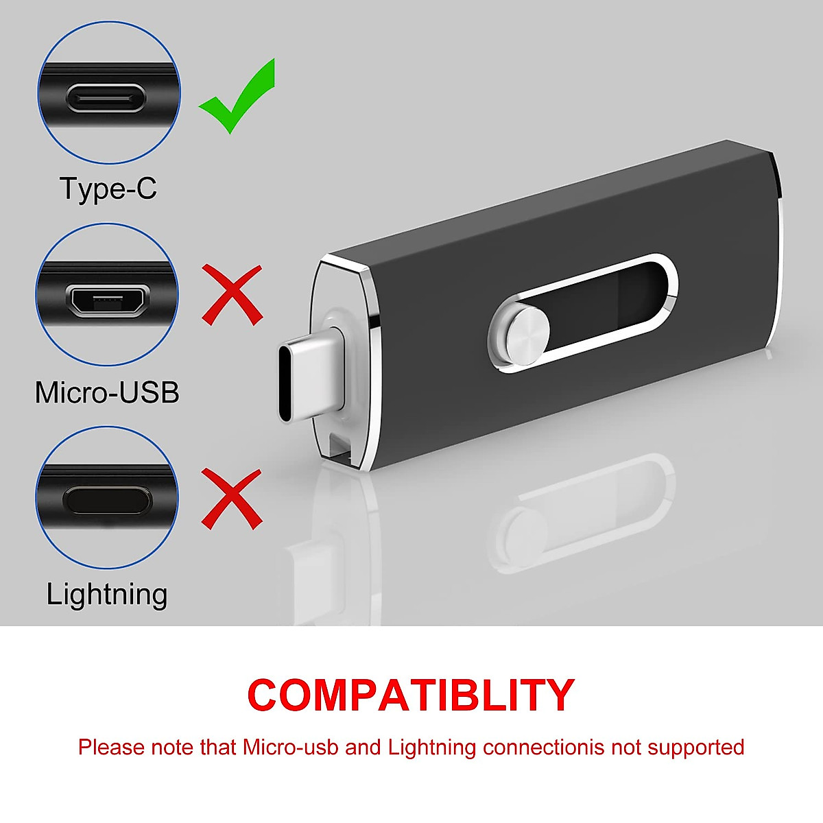 JOIOT 128GB USB C Flash Drive Dual USB 3.0 Flash Drive Type C + USB A Portable Type-C Flash Drive 2-in-1 USB-C Thumb Drive for Smartphone Tablet Computer Mac iPhone Black