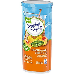 Crystal Light Peach Mango Green Tea Naturally Flavored Powdered Drink Mix, 5 ct Pitcher Packets