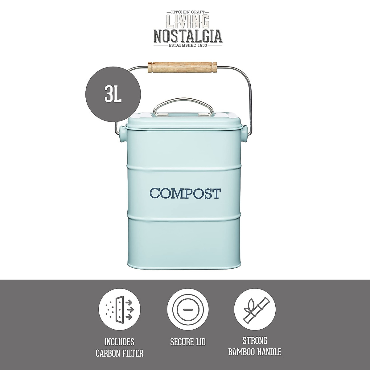 Kitchen Craft Living Nostalgia Vintage Blue Compost Bin LNCOMPBLU