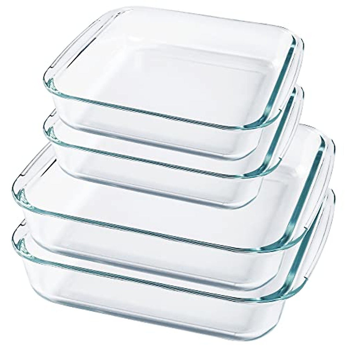 Glass Casserole Dish Set of 4, 8x8 Square Baking Dishes for Oven ...