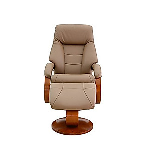 Mac Motion Chairs Collection by Mac Motion Mandal Top Grain Leather Oslo Recliner and Ottoman, Sand (tan)