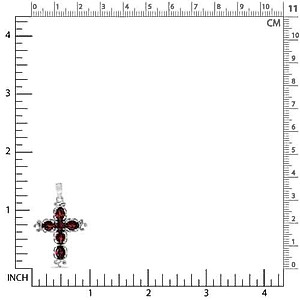 Silvershake 3.31ct. Natural Garnet White Gold Plated 925 Sterling Silver Victorian Cross Pendant